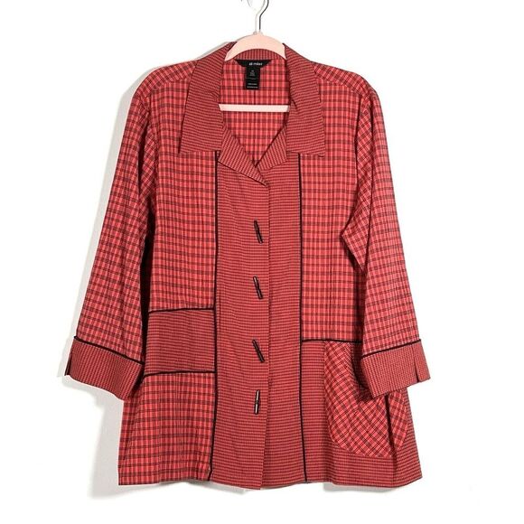 Ali Miles | Tops | Ali Miles Tunic Top Women Size 2x Orange Plaid Check ...